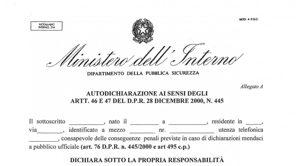 Nuova autocertificazione per uscire dalla propria regione: ecco i dettagli Nuova autocertificazione per uscire dalla propria regione: ecco i dettagli