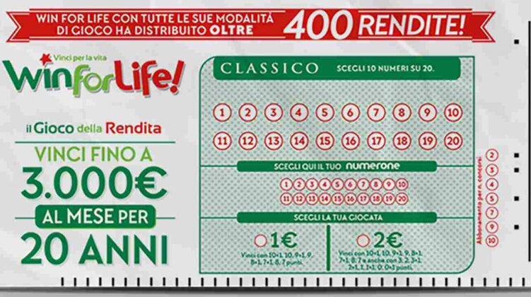 Win For Life, l'eccezionale vincita 3mila euro per 20 anni nel novarese